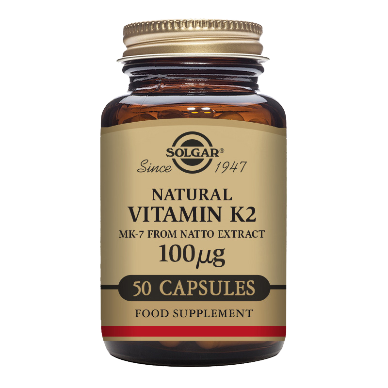 Natural Vitamin K2 (MK-7) 100 mcg Vegetable Capsules - Pack of 50 – Solgar