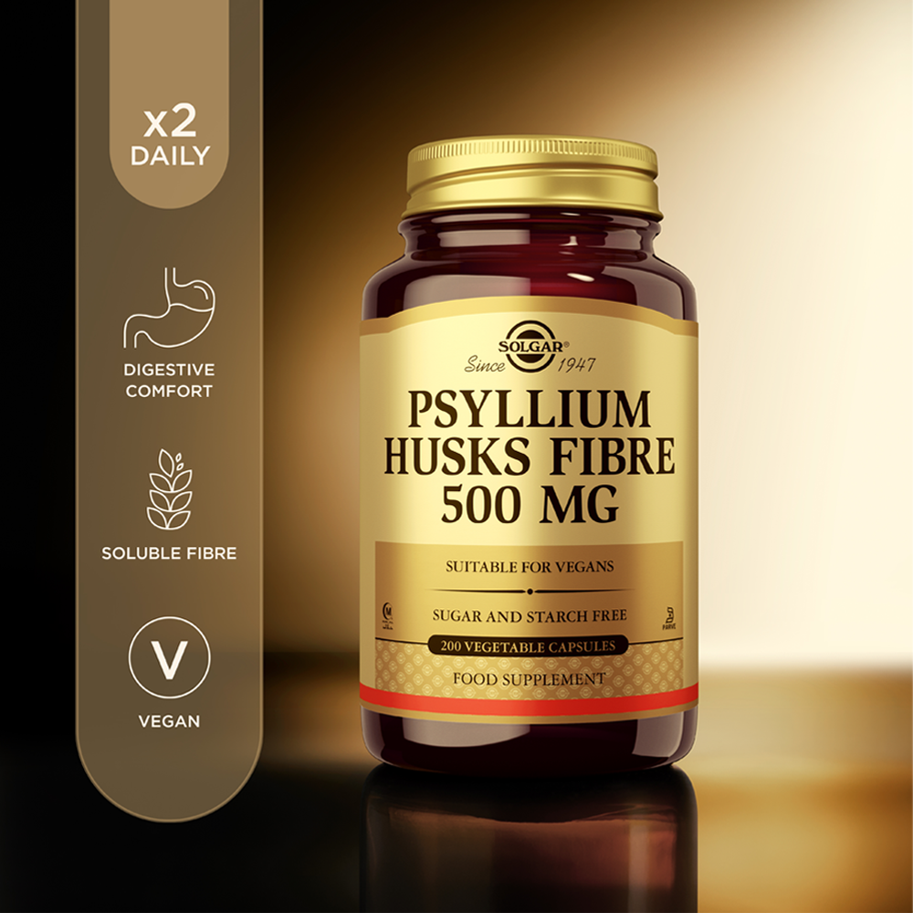 Psyllium Husks Fibre 500 mg Vegetable Capsules - Pack of 200 – Solgar