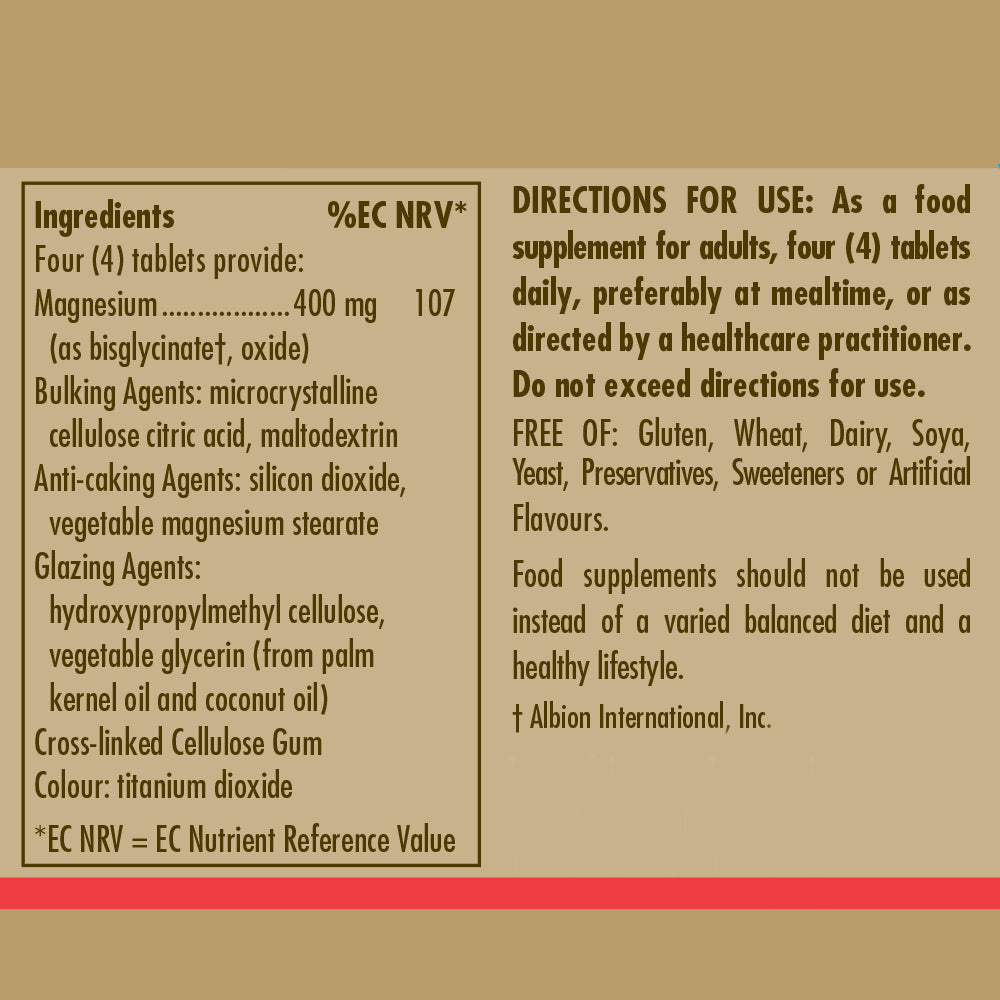 Solgar Chelated Magnesium Tablets - Pack of 100